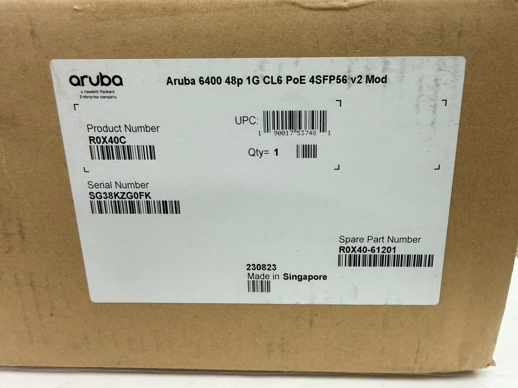 HPE Aruba CX 6400 48p 1G CL6 PoE 4SFP56 v2 Mod R0X40-61201 R0X40C ...