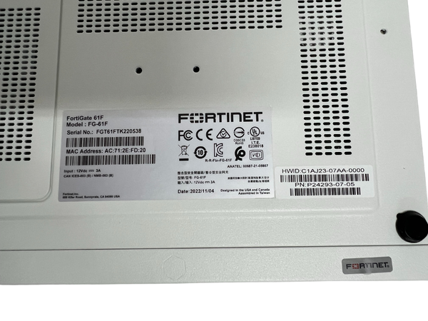 Fortinet Fortigate FG-61F Firewall Security Appliance P24293-07-05 ...