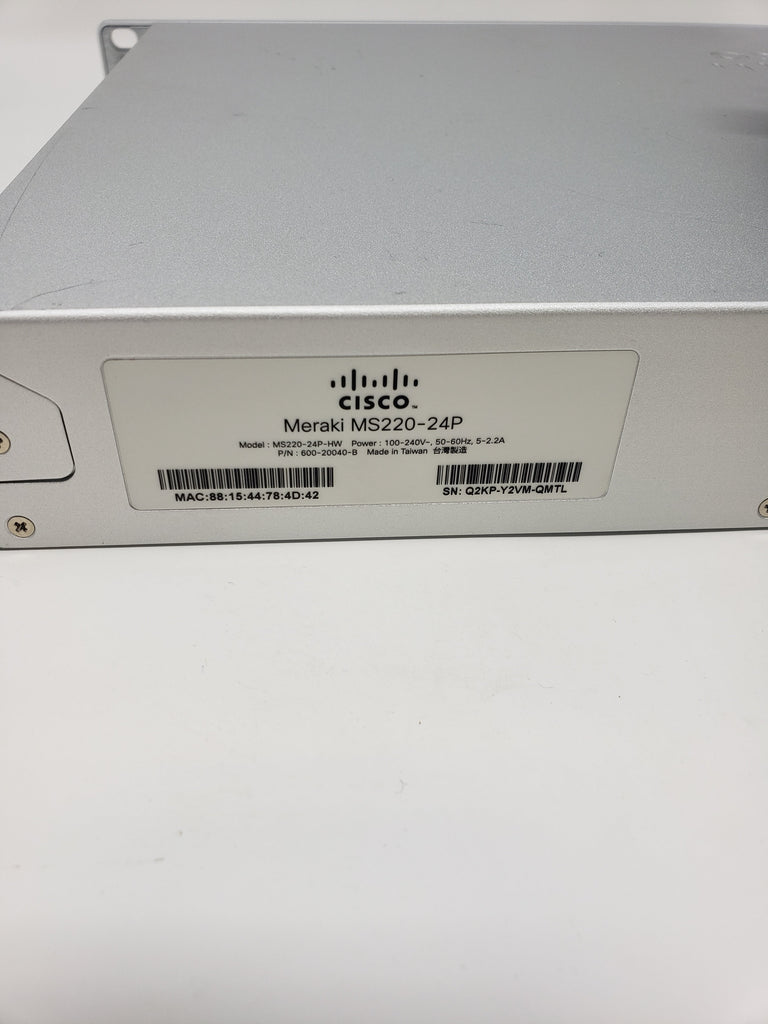 Cisco Meraki MS220-24P-HW 24 Port Gigabit Switch P/N 600-20040-A - UNC ...
