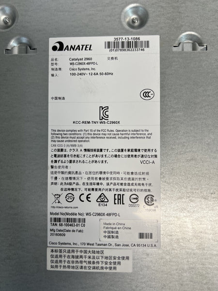 Cisco Catalyst 2960 (WS-C2960X-48FPD-L) 48 Ports Rack Mountable Switch ...