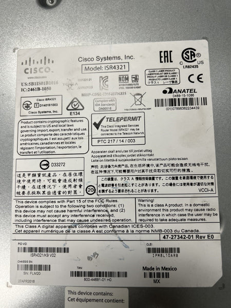 Cisco 4300 Series ISR4321/K9 Integrated Services Router | RetailTechOutlet